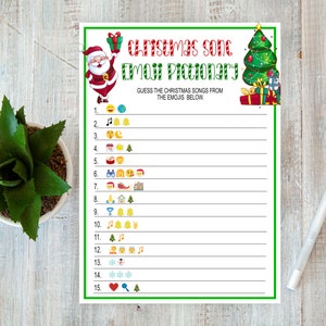 Christmas Song Emoji Pictionary Game, Christmas Printable Game ...