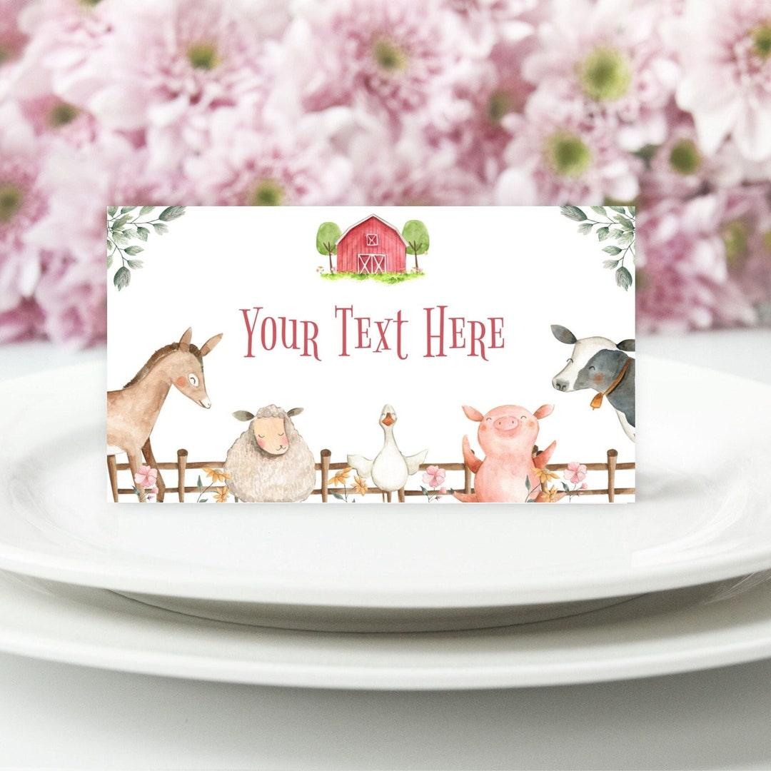 Editable Farm Animals Food Labels Tent Card Food Card Table Tent Card ...