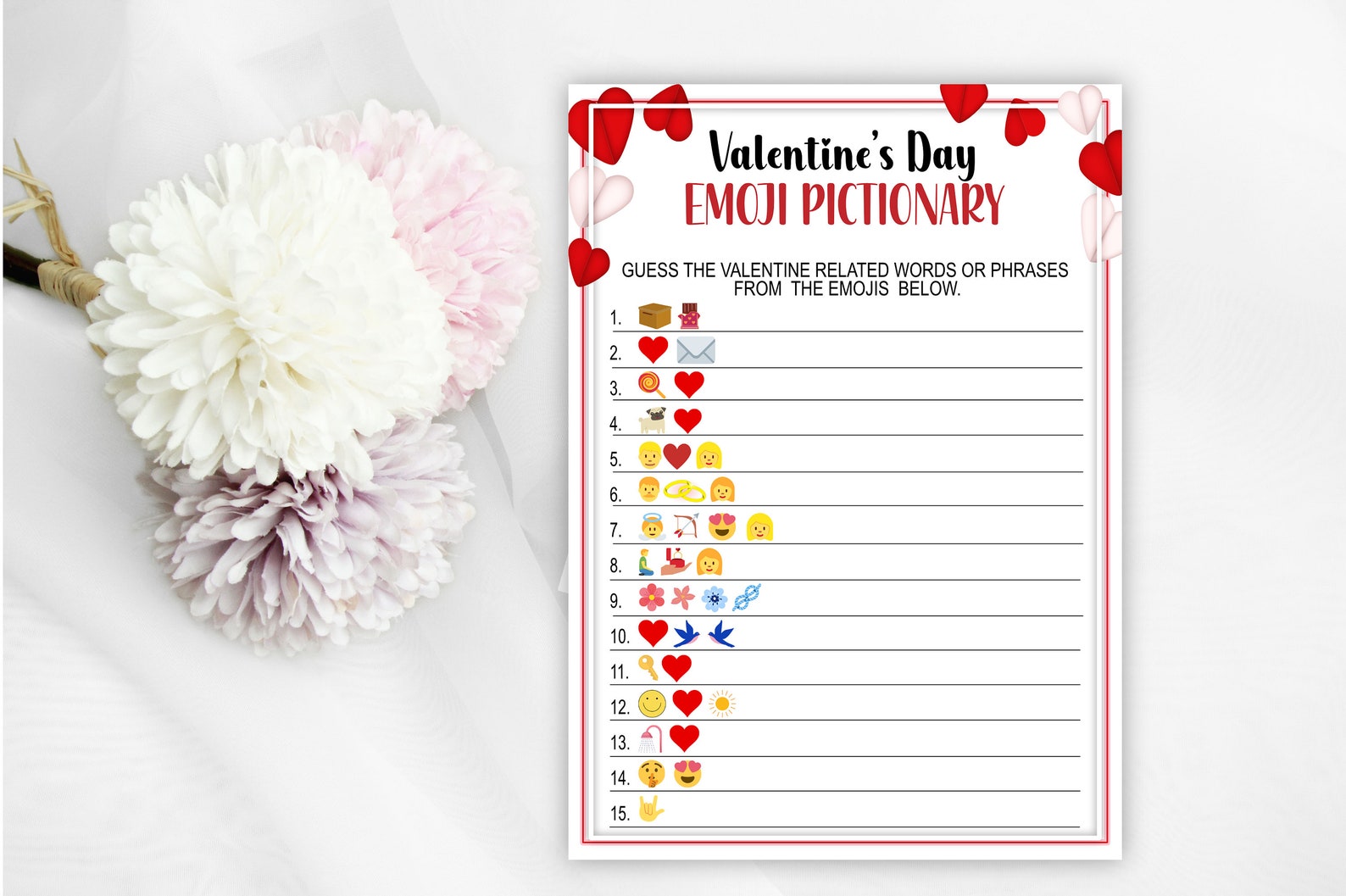 Valentine's Day Emoji Pictionary Game, Fun Valentine's Day, Fun ...