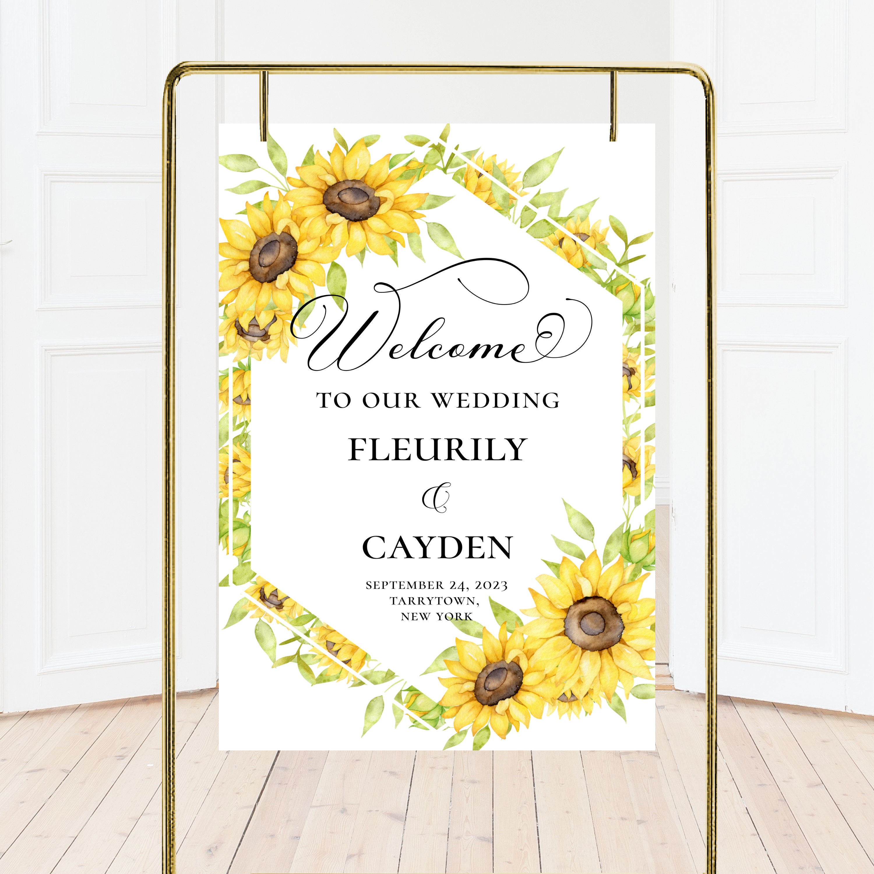 Editable Sunflower Welcome Sign Yellow Floral Decor Display - Etsy