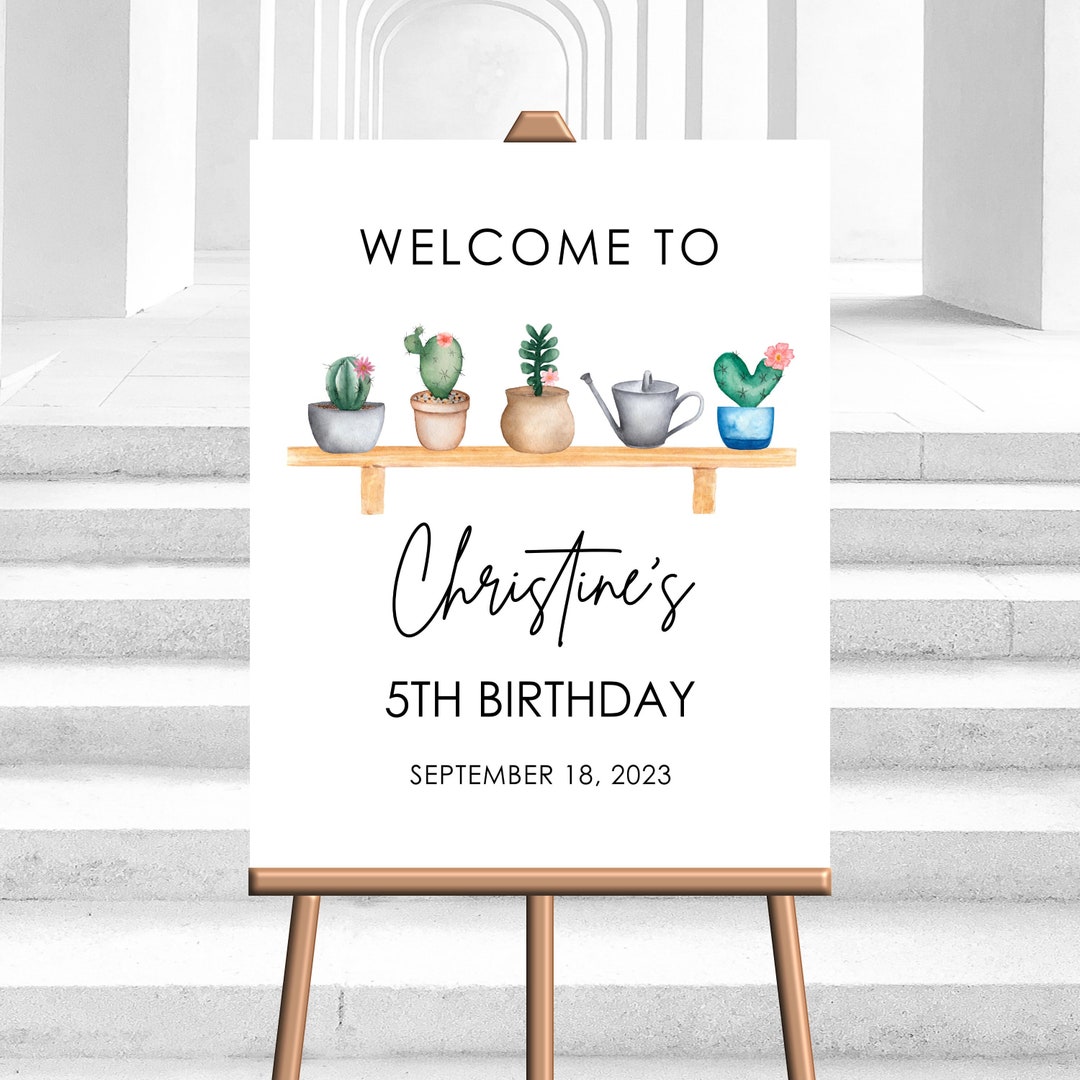 Cactus Welcome Sign: Editable Birthday, Baby Shower Decor (editable ...