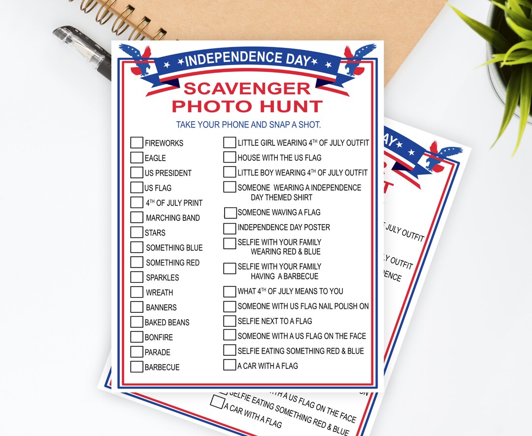 Scavenger Photo Hunt Independence Day Game, Fourth of July, Fun 4th of ...
