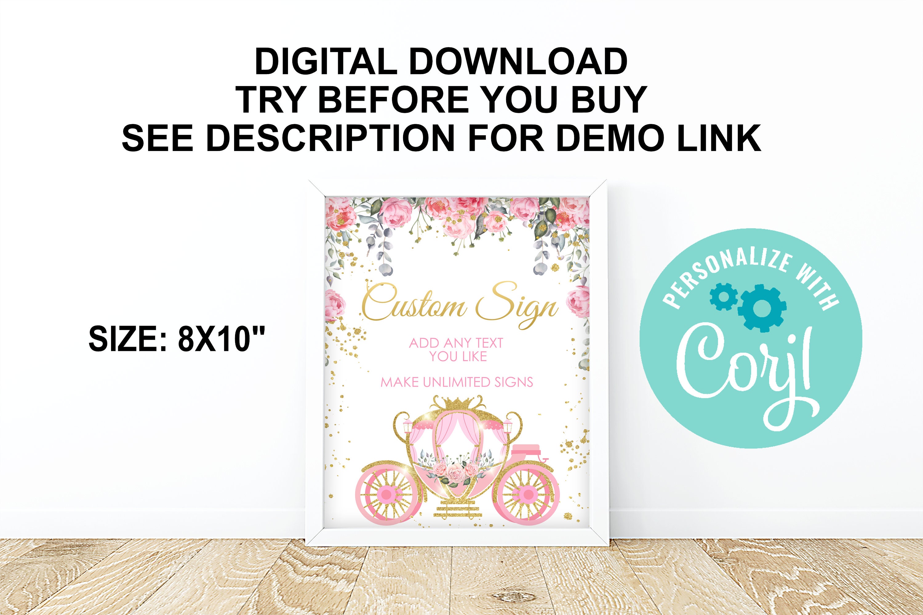 Editable Custom Sign Princess Sign PRINTABLE Pink Princess - Etsy