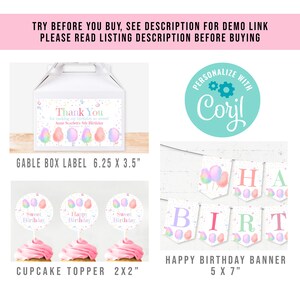 Editable Cotton Candy Birthday Invitation Bundle Pack Party Package ...
