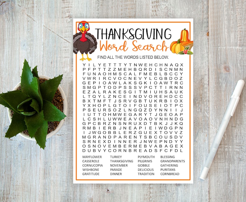 Thanksgiving Word Search Game, Thanksgiving Game, Thanksgiving Fun ...