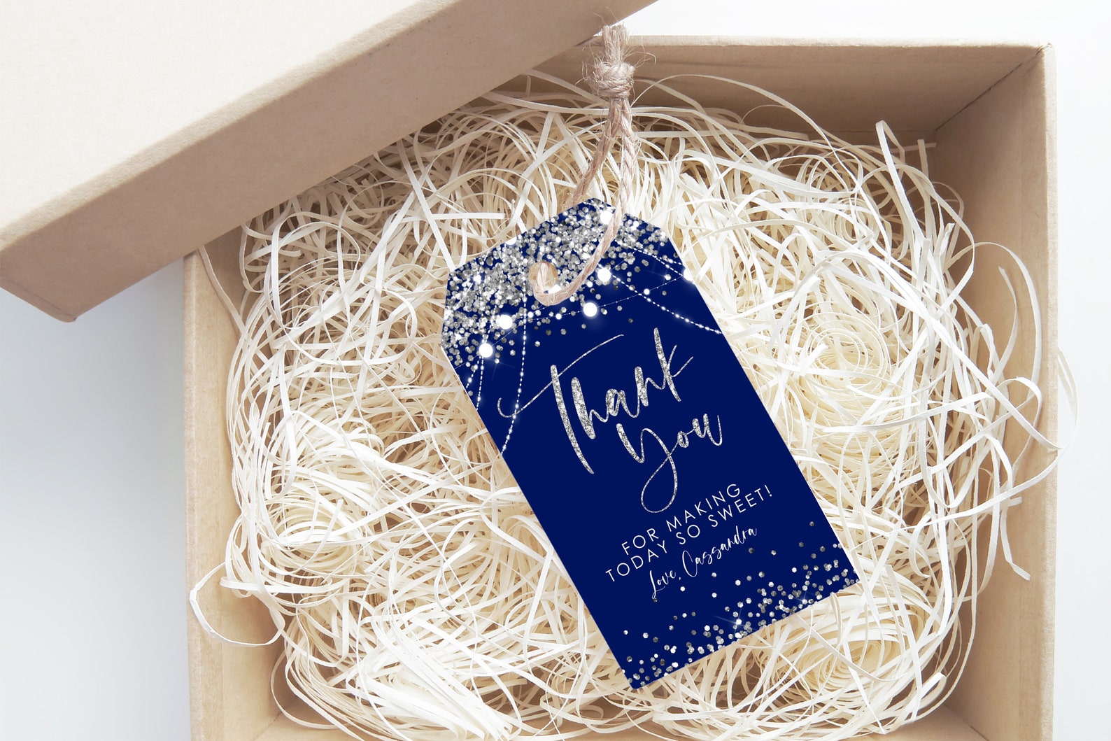 Editable Silver Blue Thank You Tag Sweet Sixteen Birthday Party Thank ...