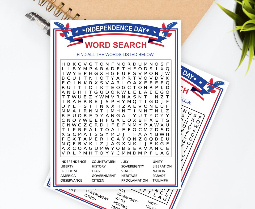Independence Day Word Search Game, United States, Fourth of July, Fun ...