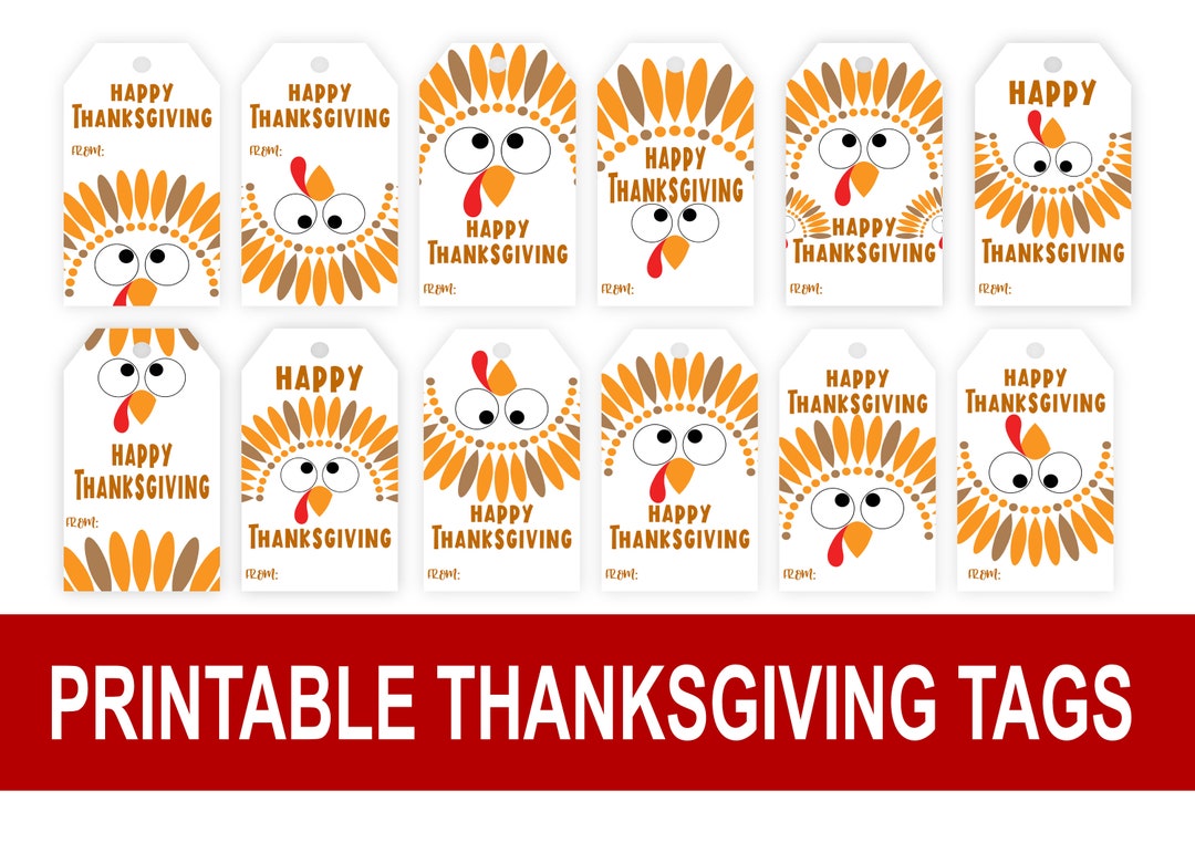Thanksgiving Gift Tags | Printable Turkey Favor Tags (digital Download ...