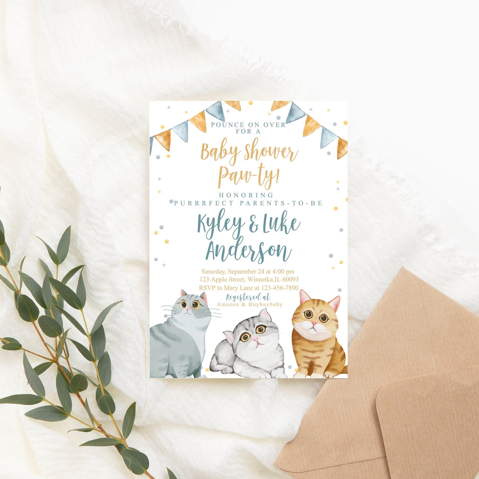 Editable Cat Baby Shower Invitation PRINTABLE Cat Baby Shower | Etsy