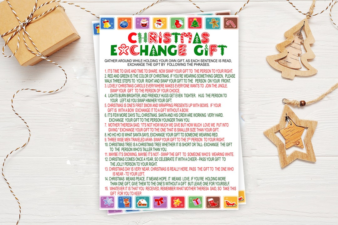 Exchange Gift Christmas Game, Printable Christmas Game, Gift Swap ...