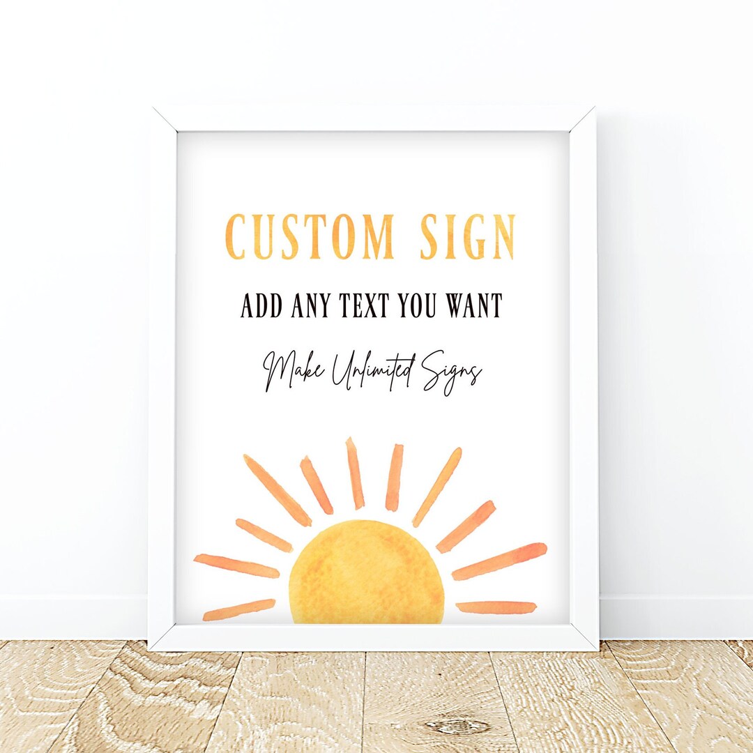 Editable Custom Sign Sun Birthday Party Sunshine Baby Shower Decor Boho ...
