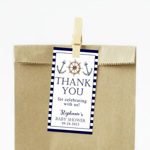 Editable Nautical Thank You Tag Baby Shower Maritime Birthday Thank You ...