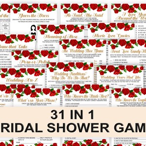Bridal Shower Games Bundle Pack Red Rose Theme Red Rose - Etsy