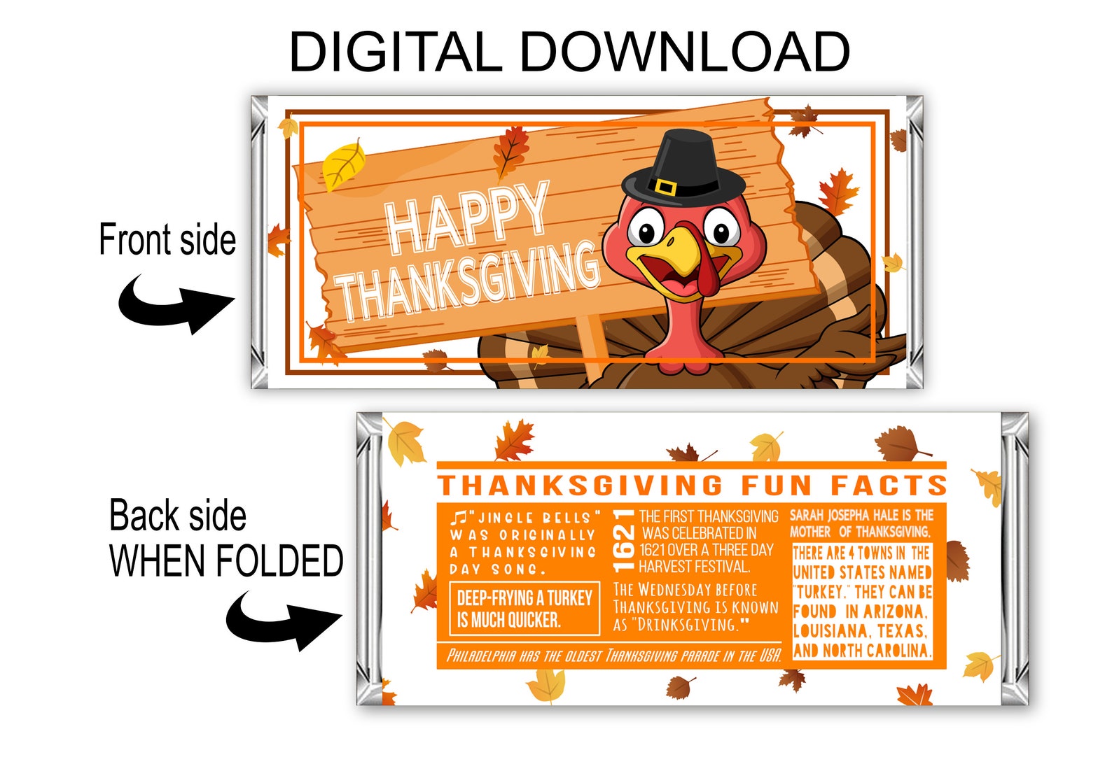 Thanksgiving Candy Bar Wrapper, Thanksgiving Chocolate Bar Wrapper ...