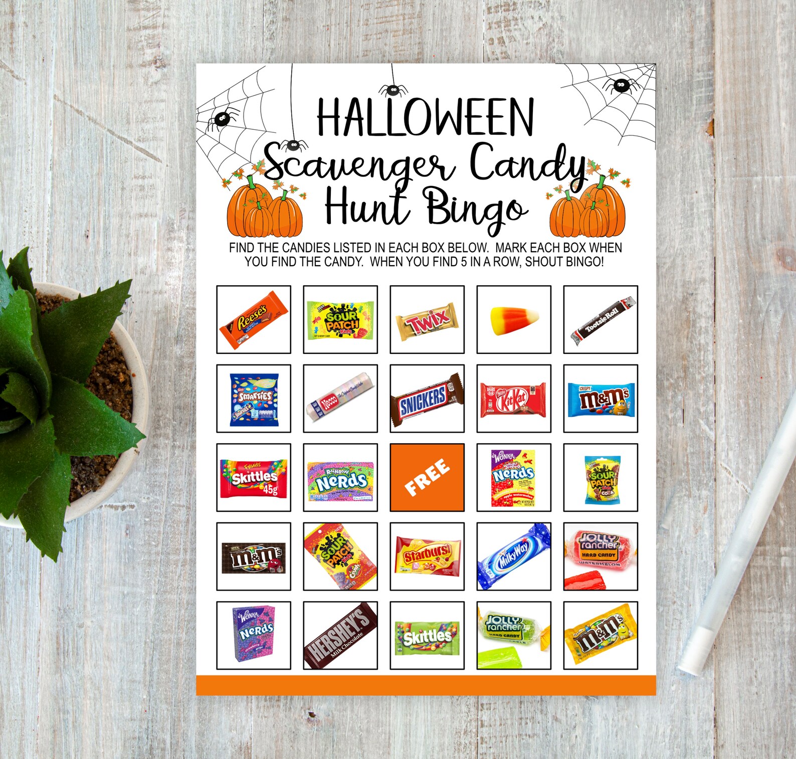 Halloween Scavenger Candy Hunt Bingo Scavenger Hunt Bingo | Etsy