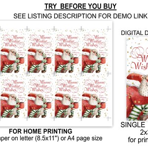 Editable Christmas Gift Tag Warm Winter Wishes Favor Tags - Etsy