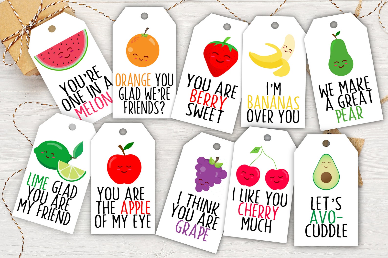 Valentine Gift Tags Funny Fruit Valentine Gift | Etsy