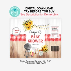 Editable BBQ Chip Bag Label Baby-q Baby Shower Chip Bag Backyard Shower ...