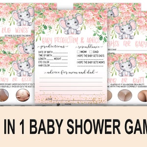 Baby Girl Pink Elephant Baby Shower Game Bundle Pink Elephant - Etsy