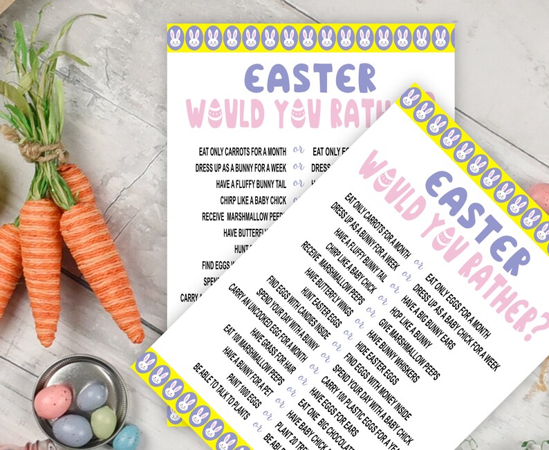 Easter Day Game Would You Rather Game Fun Easter Day Game | Etsy