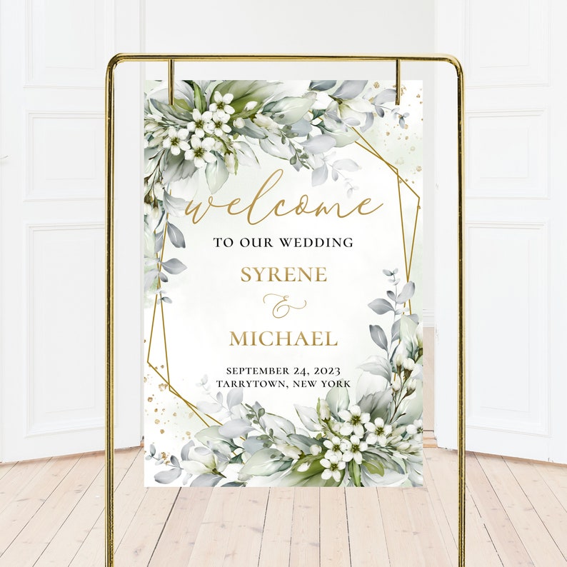 Editable Sage Welcome Sign Greenery Sage Green Wedding Welcome - Etsy