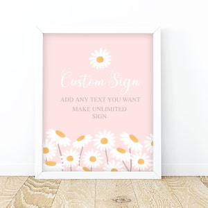 Editable Daisy Custom Sign Daisy Boho Cute Birthday Party Table Sign ...