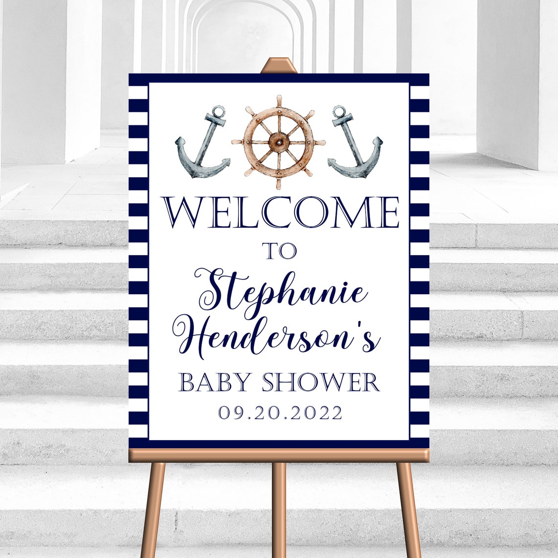 Editable Nautical Welcome Sign Baby Shower Welcome Decor Sign - Etsy