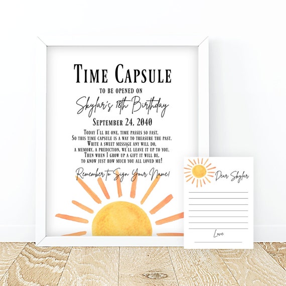 Editable Sun Time Capsule Sign Note Card Sunshine Time Capsule - Etsy