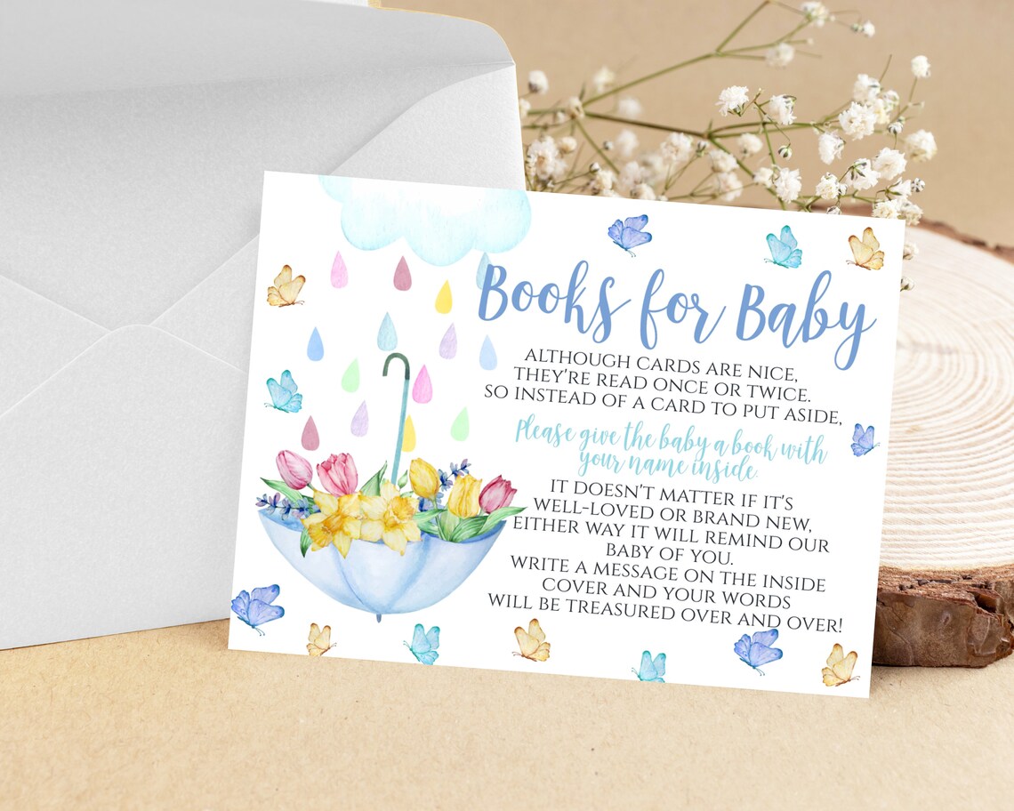 Editable April Showers Invitation Set Blue Umbrella Rain Invite Spring ...