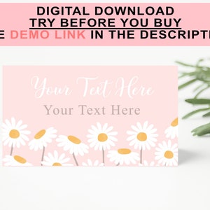 Editable Daisy Food Labels Food Card Table Tent Card Daisy Boho Girl ...