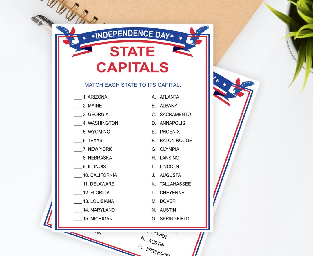 US State Capitals Independence Day Game, Fourth of July, Fun 4th of ...