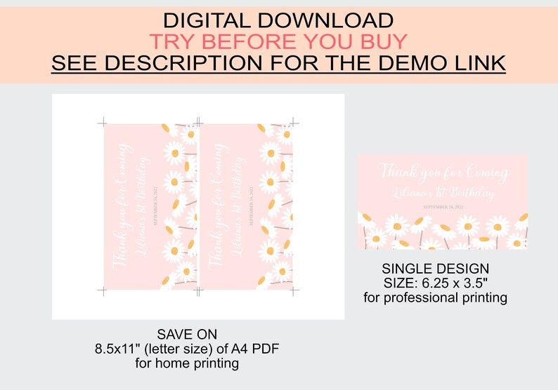 Editable Daisy Gable Box Favor Label Birthday Party Treat Box - Etsy