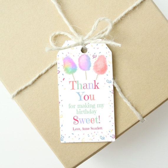 Editable Cotton Candy Thank You Tag Pink Colorful Cotton Candy - Etsy