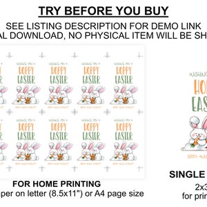 Editable Hoppy Easter Day Gift Tag Template Happy Easter Day Teat Favor ...