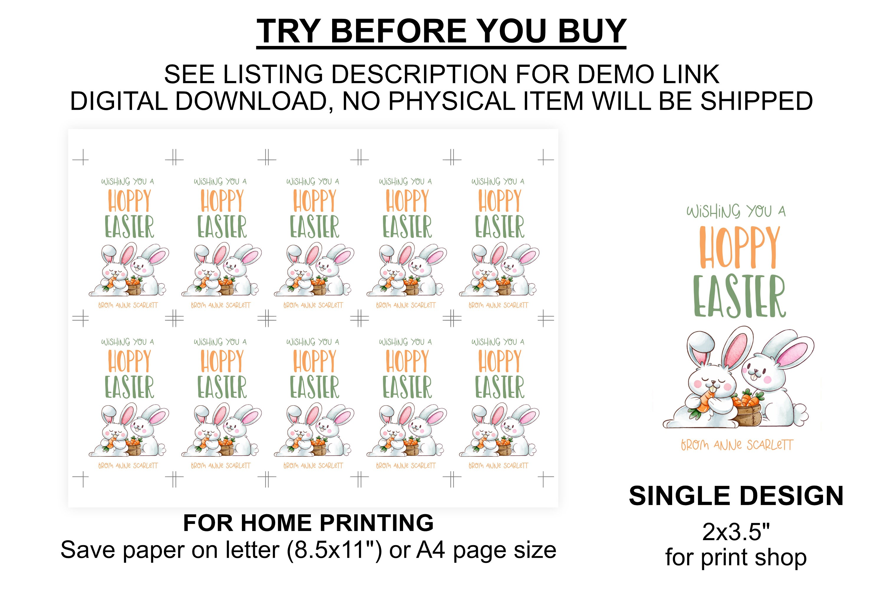 Editable Hoppy Easter Day Gift Tag Template Happy Easter Day - Etsy