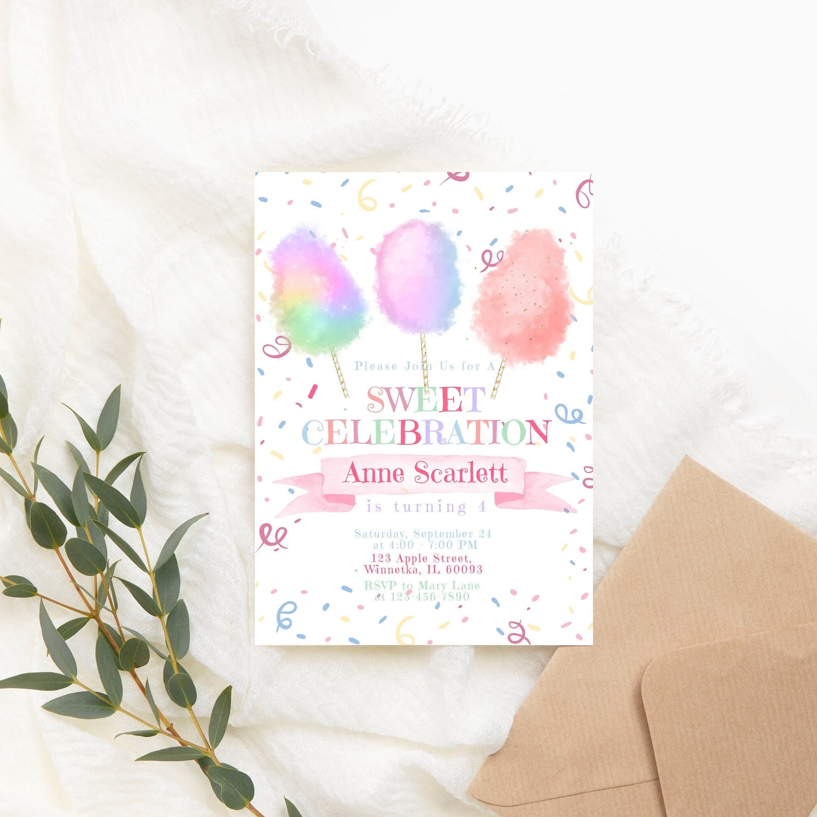 Editable Cotton Candy Invitation Cotton Candy Birthday Party - Etsy