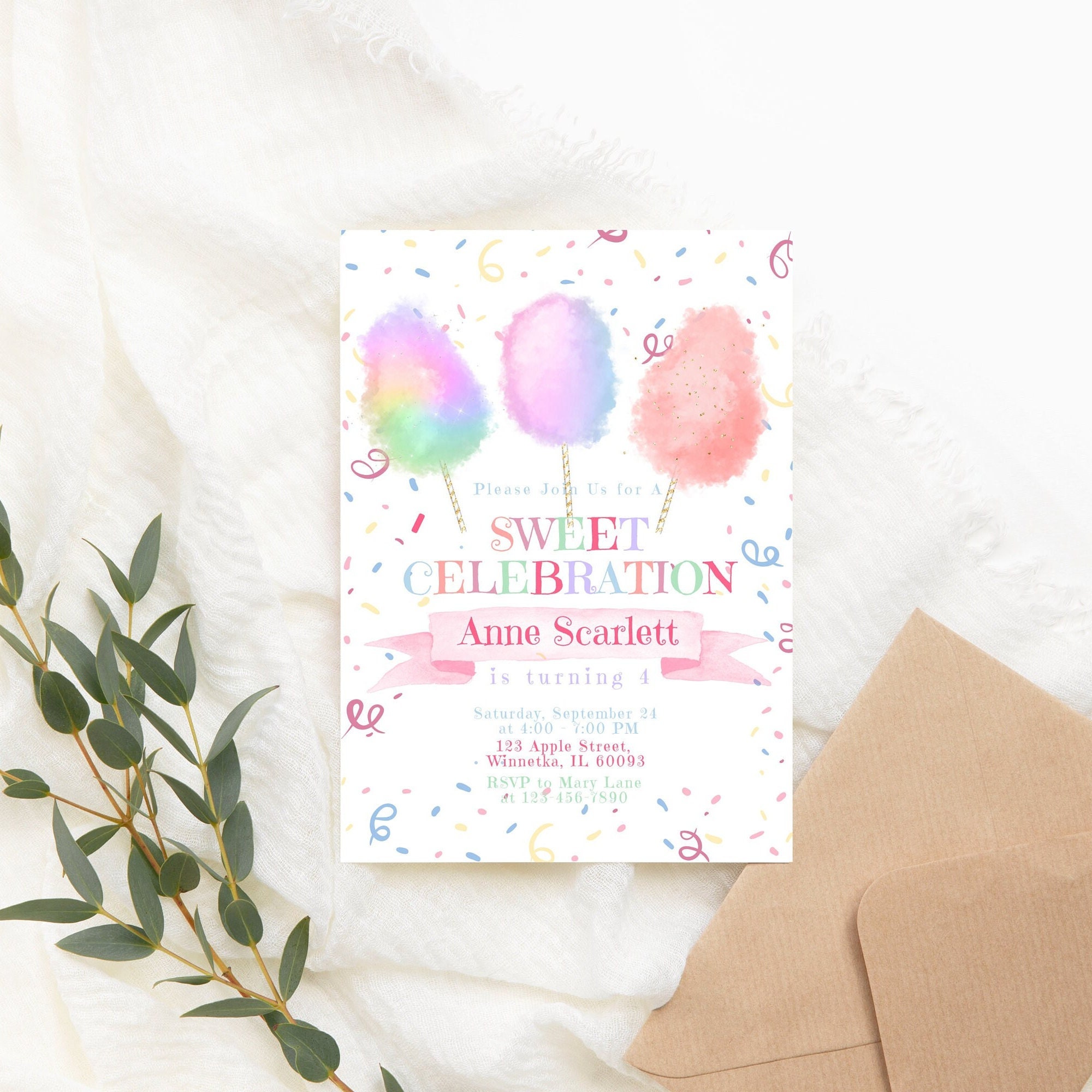 Editable Cotton Candy Invitation Cotton Candy Birthday Party - Etsy