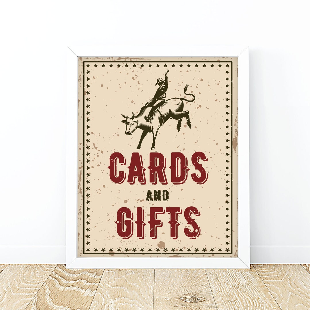 Rodeo Cards and Gifts Sign Table Decor Birthday Party Sign Baby Shower ...