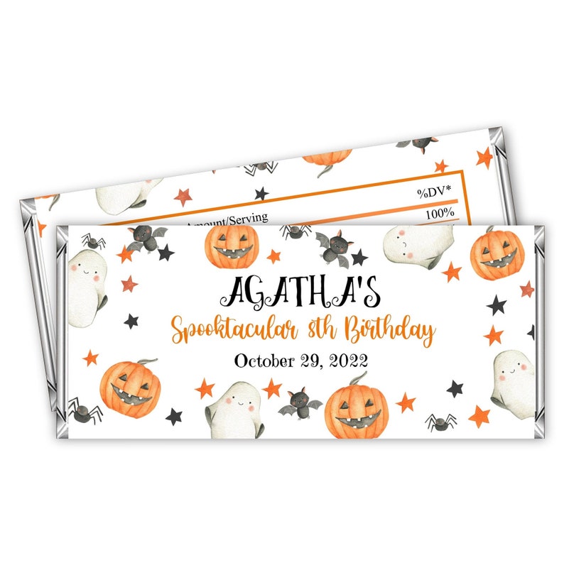 Editable Halloween Candy Bar Wrapper Label Favors Spooktacular - Etsy