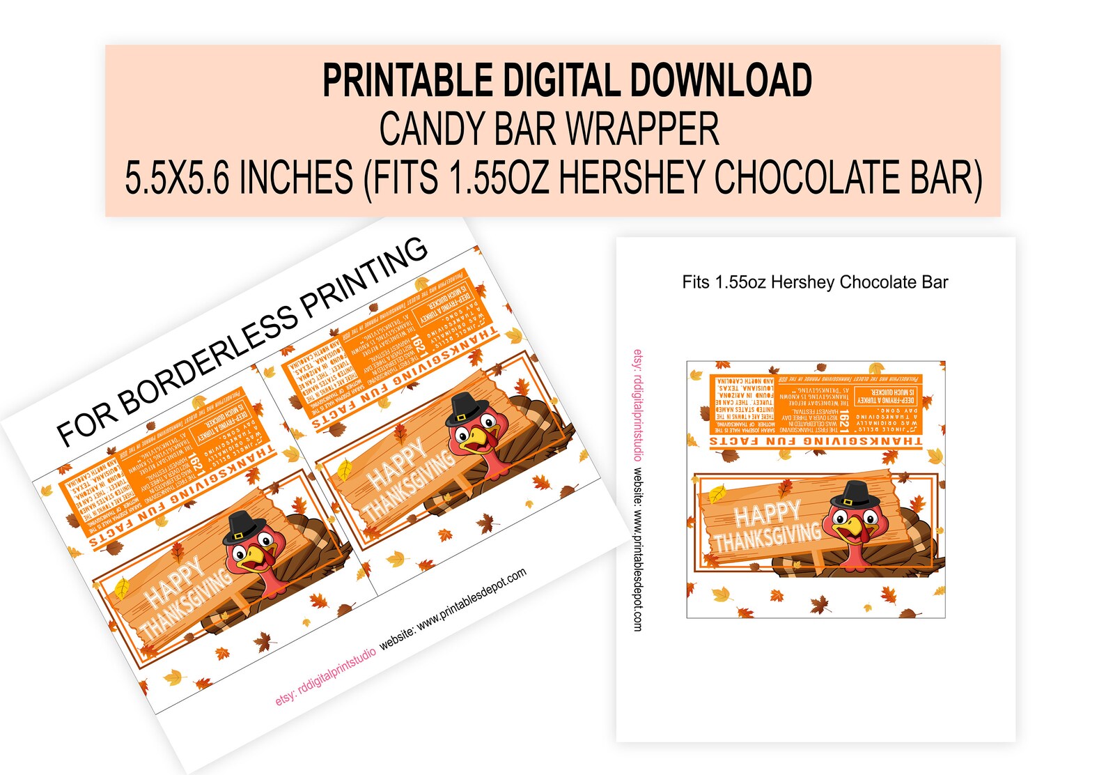Thanksgiving Candy Bar Wrapper, Thanksgiving Chocolate Bar Wrapper ...