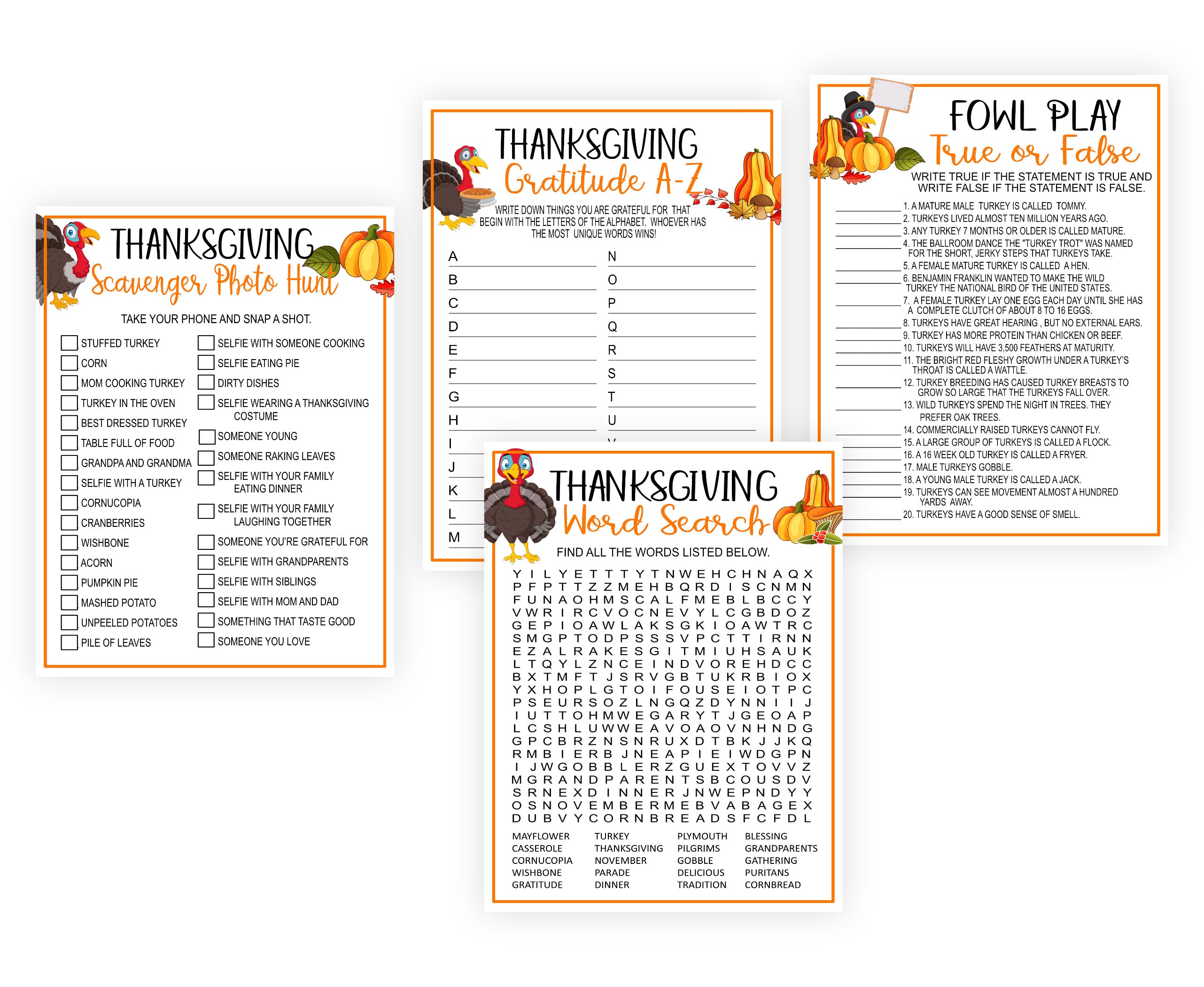 Thanksgiving Game Bundle Pack Thanksgiving Games Set - Etsy