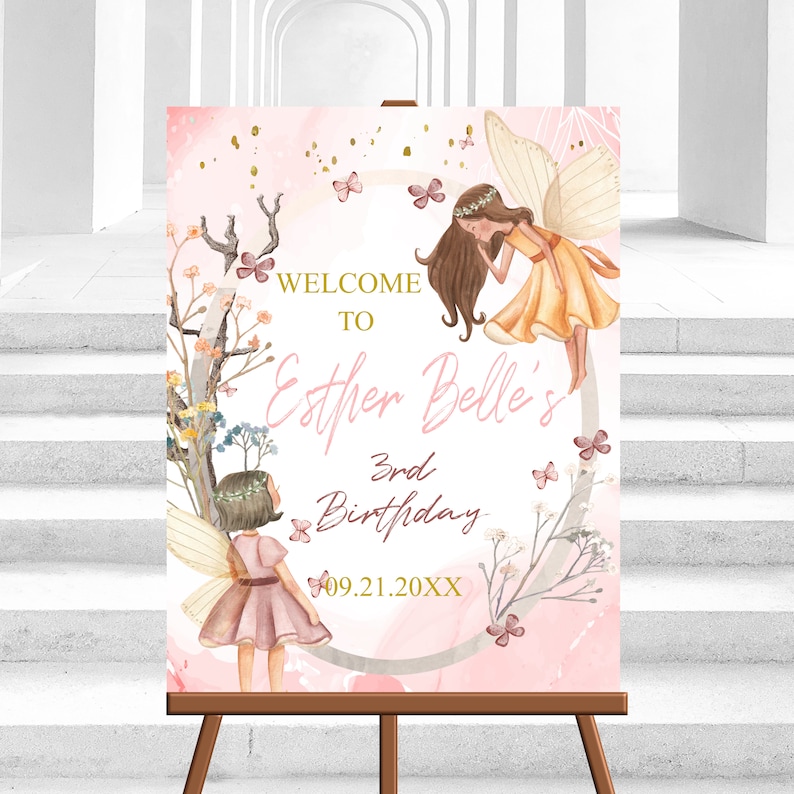Editable Fairy Forest Birthday Welcome Sign Fairy Garden - Etsy