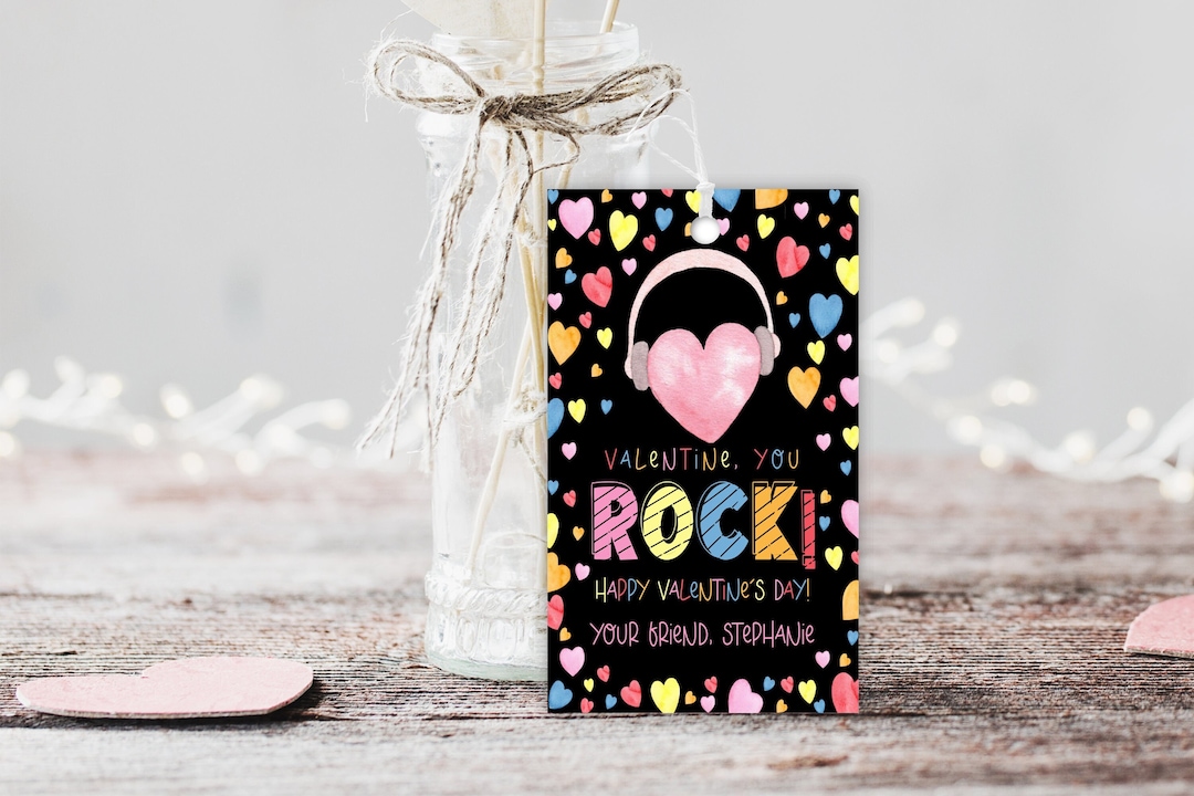 Editable You Rock Valentine Gift Tag, Printable Kids Classroom ...