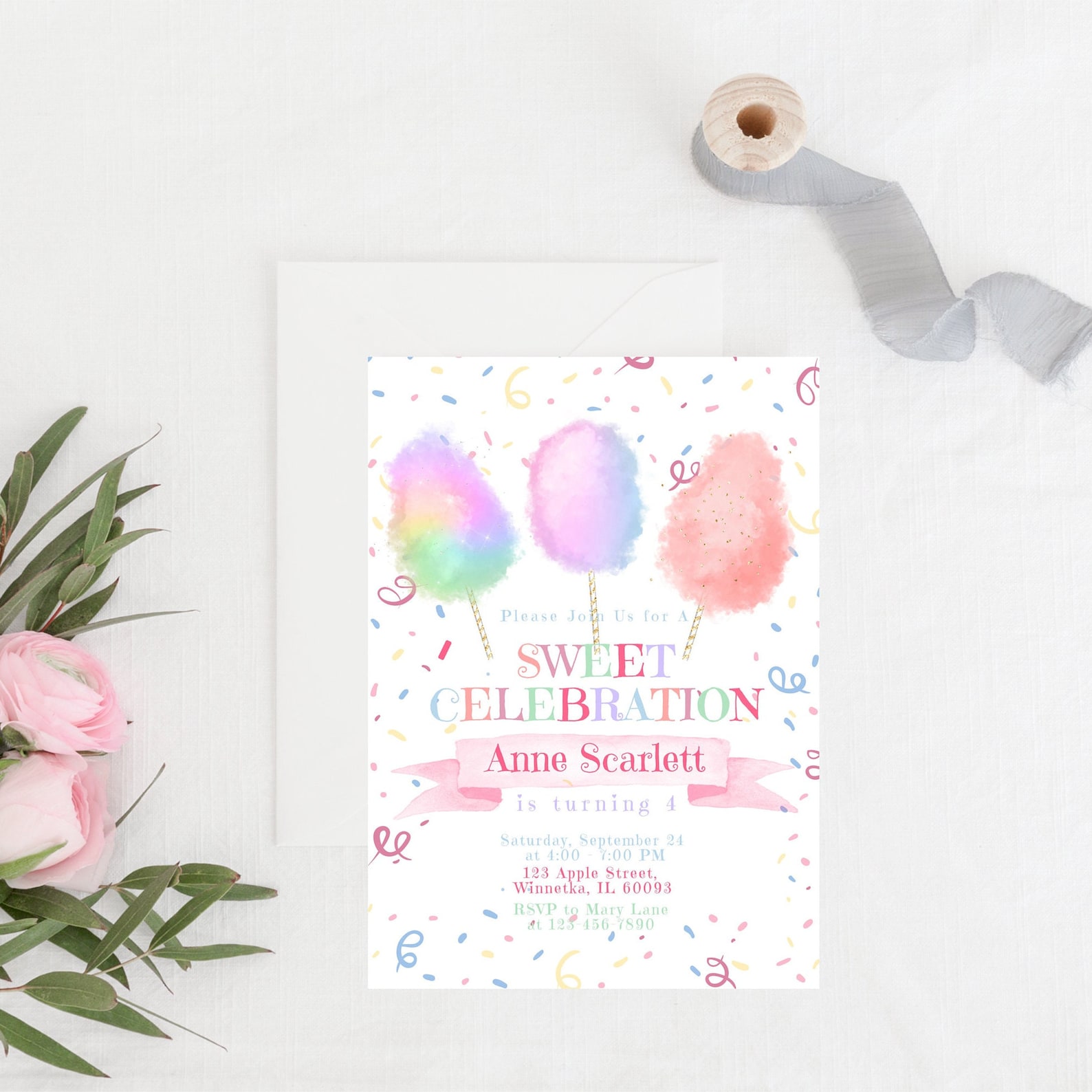 Editable Cotton Candy Invitation Cotton Candy Birthday Party - Etsy
