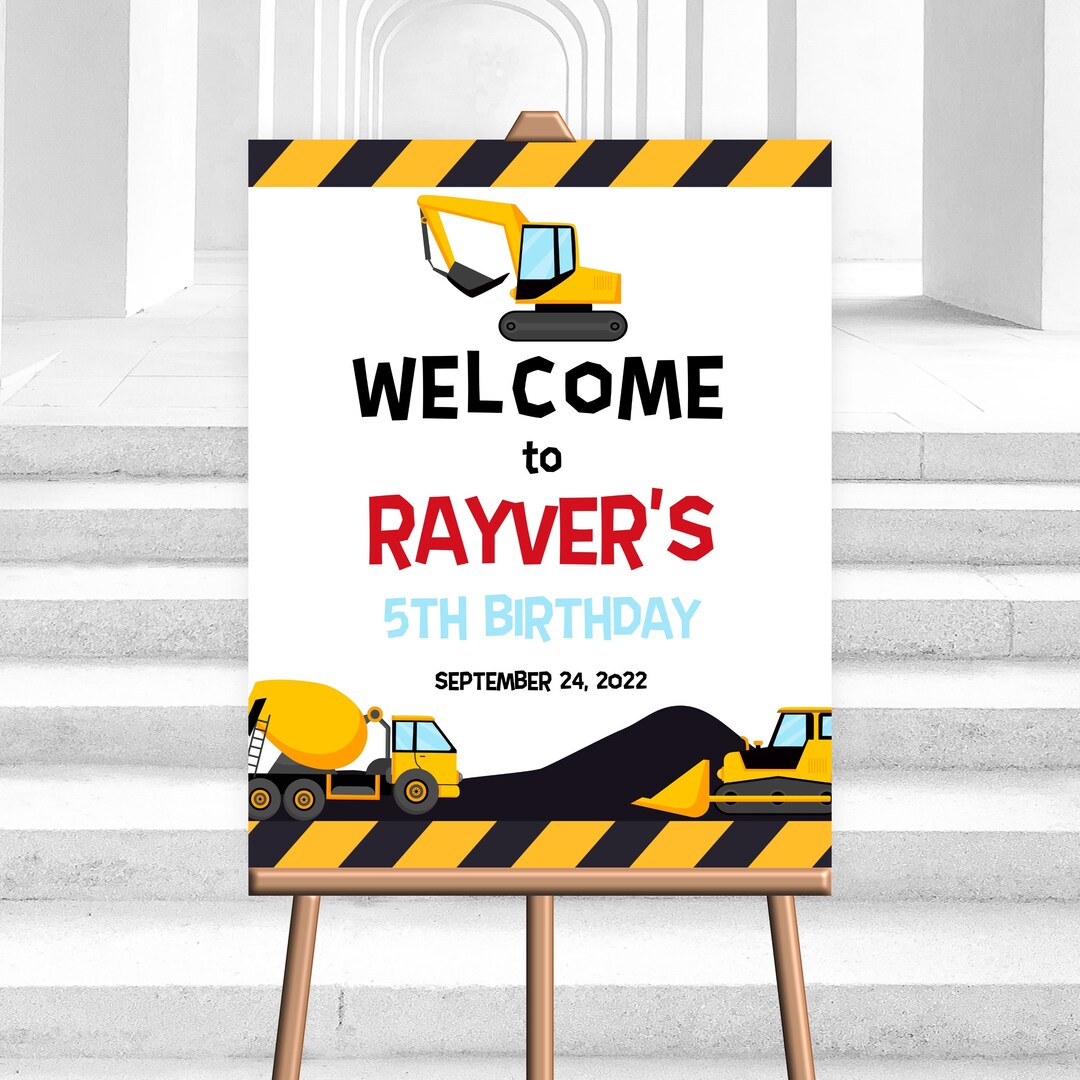 Editable Construction Welcome Sign Party Construction Birthday Party ...