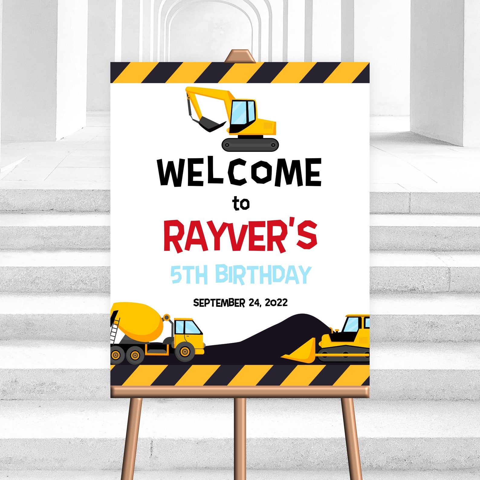 Editable Construction Welcome Sign Party Construction Birthday Party ...