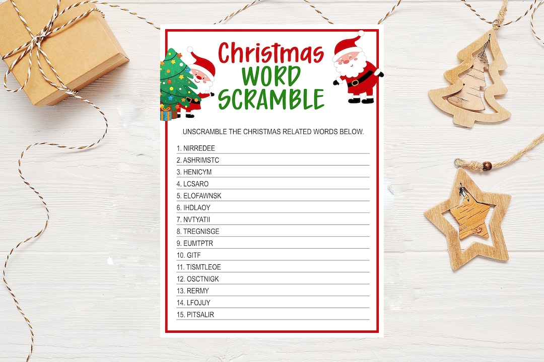 Christmas Word Scramble Game Fun Word Game Christmas Party Game ...