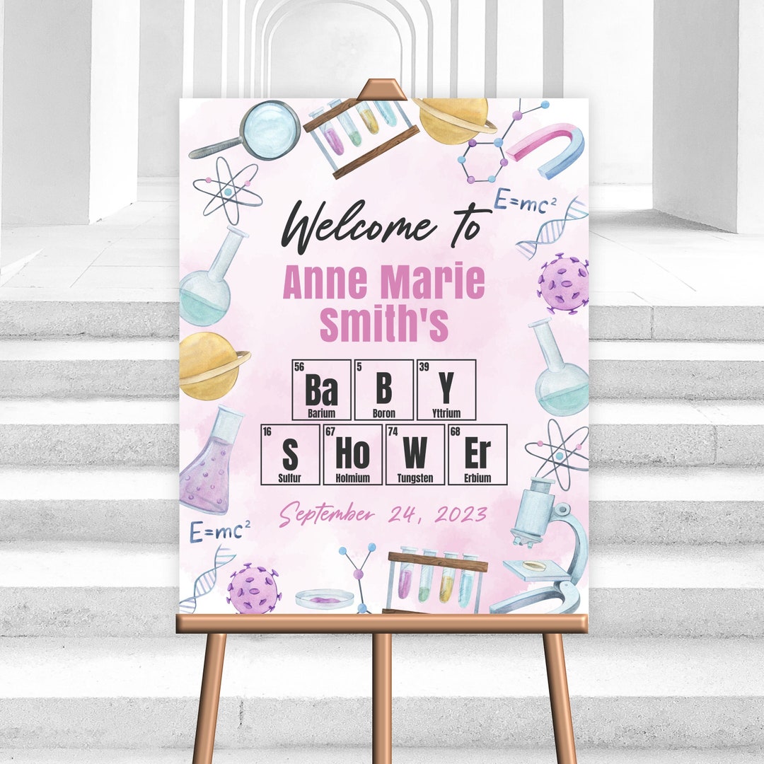 Editable Pink Science Baby Shower Welcome Sign (digital Download) - Etsy