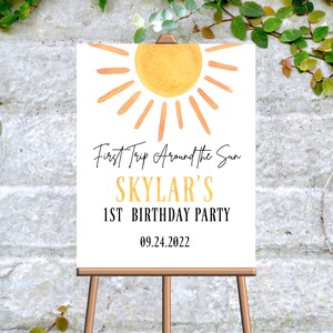 Editable Sun Welcome Sign Sunshine Boho Yellow Birthday Party Baby ...