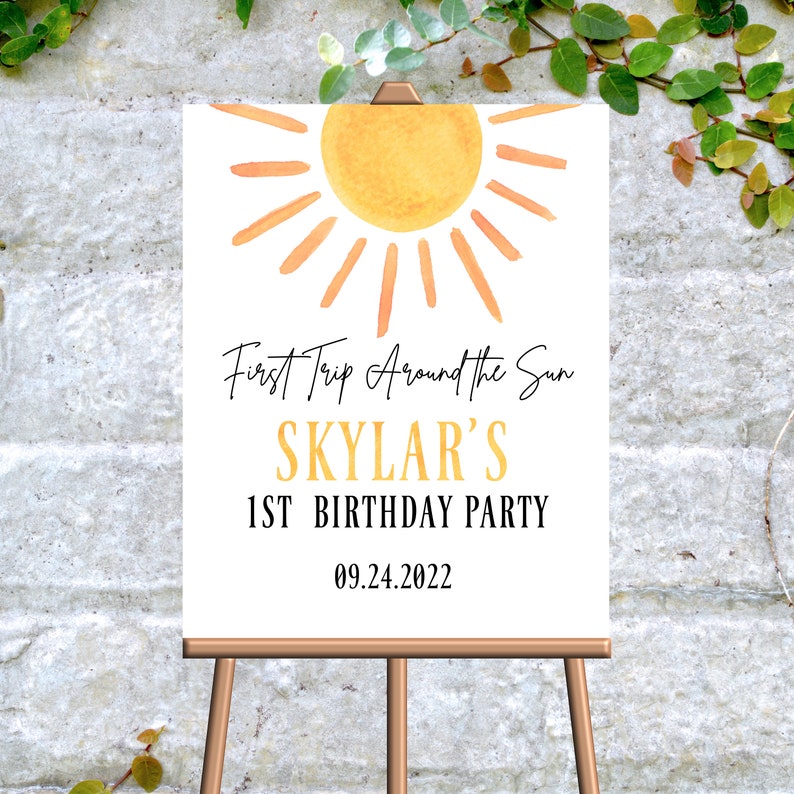 Editable Sun Welcome Sign Sunshine Boho Yellow Birthday Party - Etsy